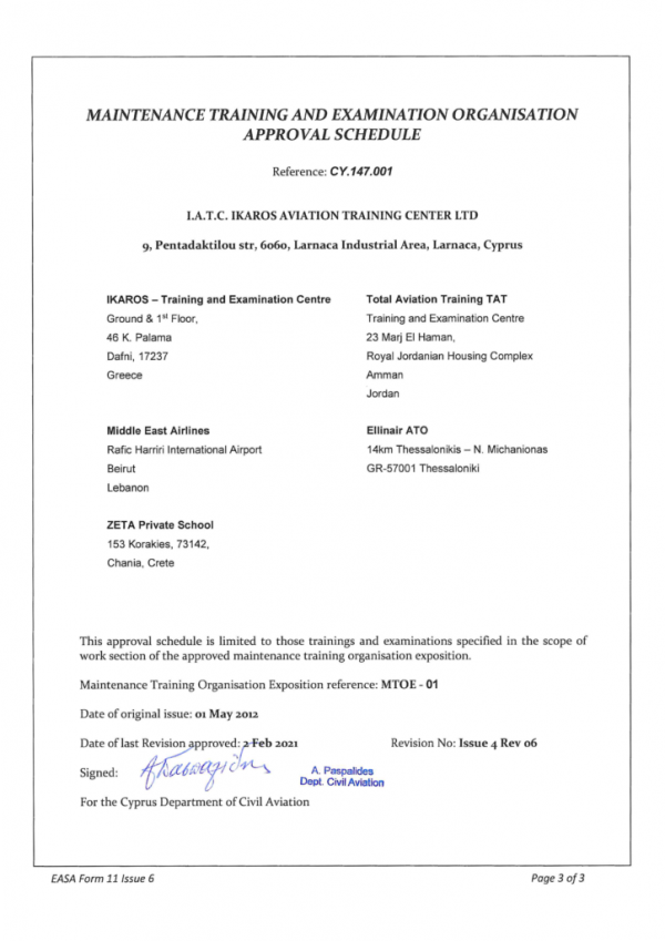 Approvals – IKAROS Aviation Training Center